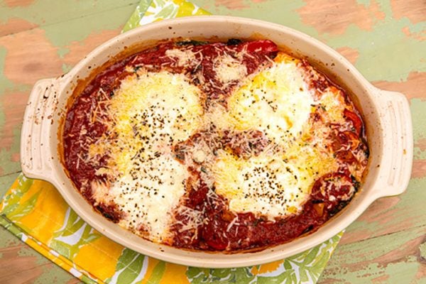 Eggs In Purgatory With Spinach & Peppers | Italian Food Forever