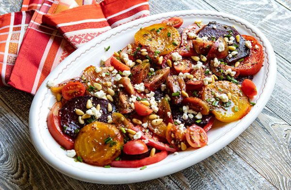 Heirloom Tomato & Roasted Beet Salad With Goat Cheese Crumbles ...
