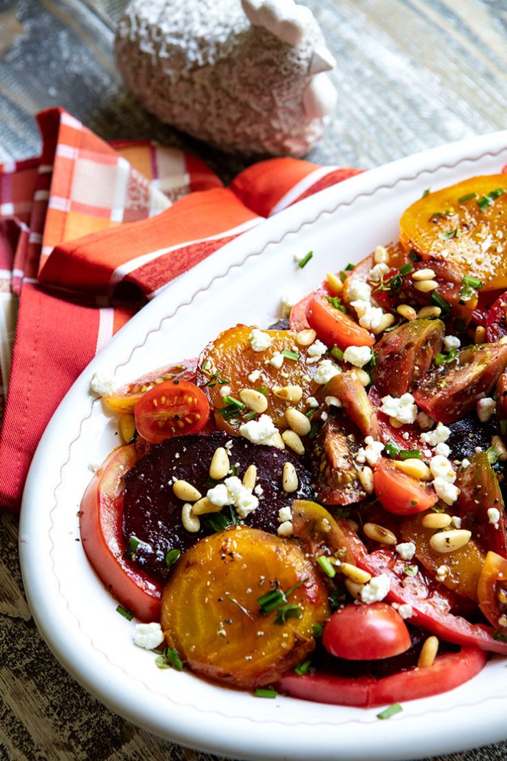 Heirloom Tomato & Roasted Beet Salad With Goat Cheese Crumbles ...