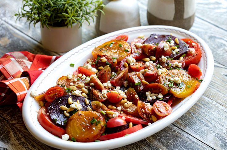 Heirloom Tomato & Roasted Beet Salad With Goat Cheese Crumbles ...