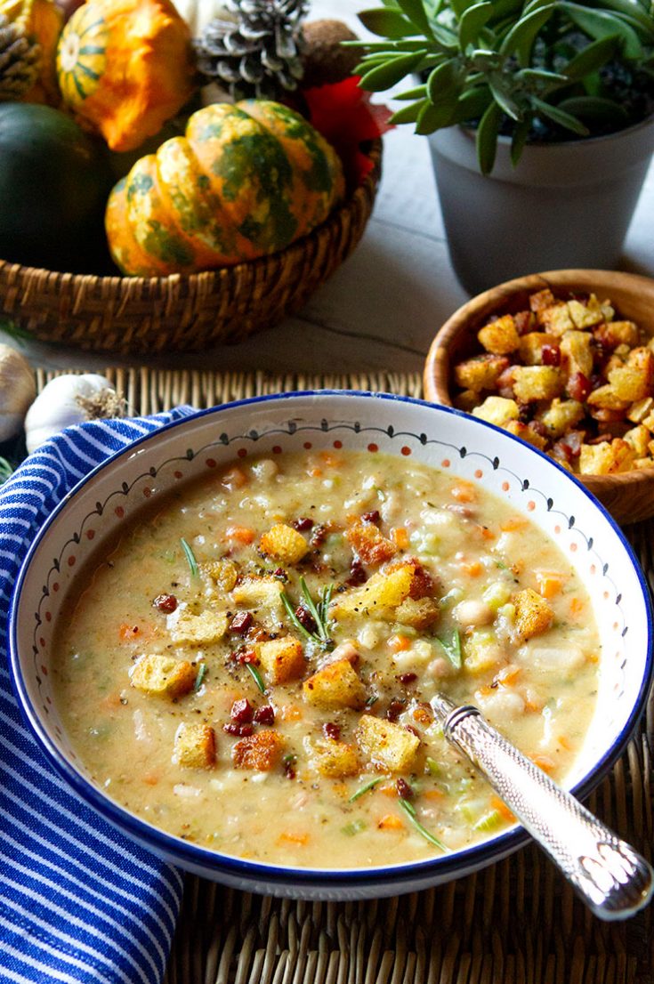 Creamy White Bean Soup With Rosemary & Pancetta | Italian Food Forever