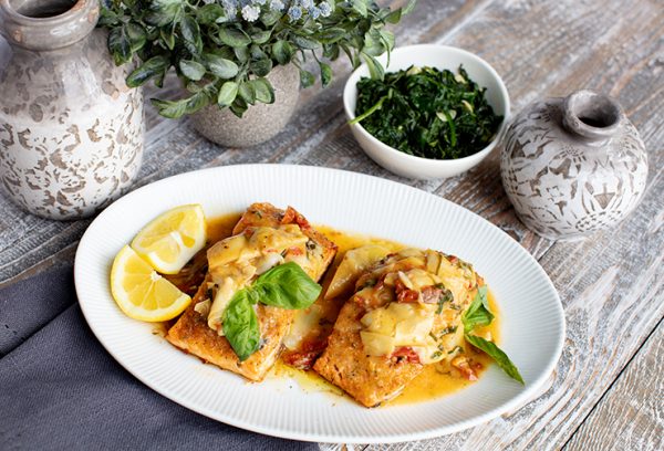 Salmon With Lemon Butter Basil Sauce | Italian Food Forever
