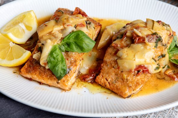 Salmon With Lemon Butter Basil Sauce | Italian Food Forever