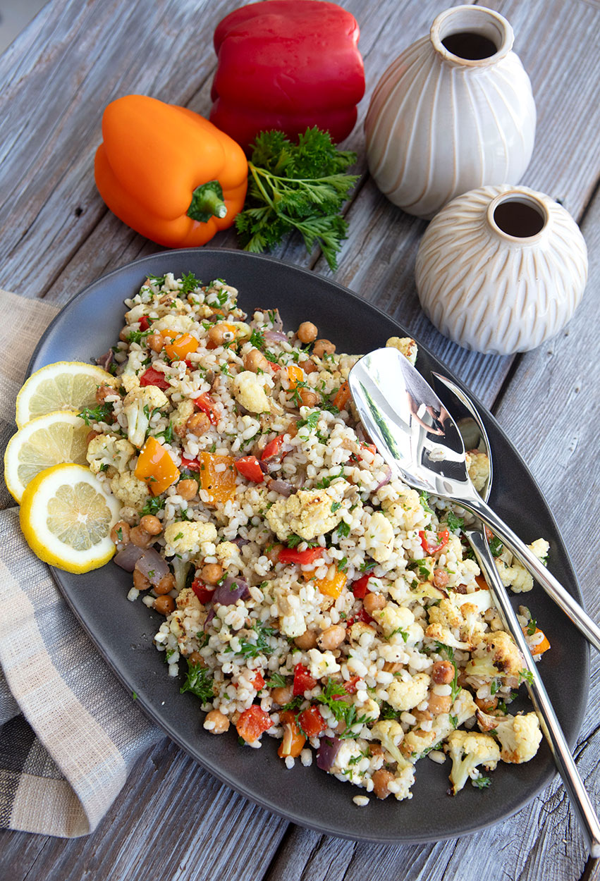 Roasted Cauliflower & Barley Salad With Crispy Spiced Chickpeas ...
