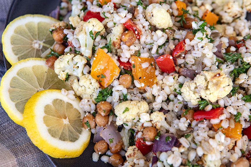 Roasted Cauliflower & Barley Salad With Crispy Spiced Chickpeas ...