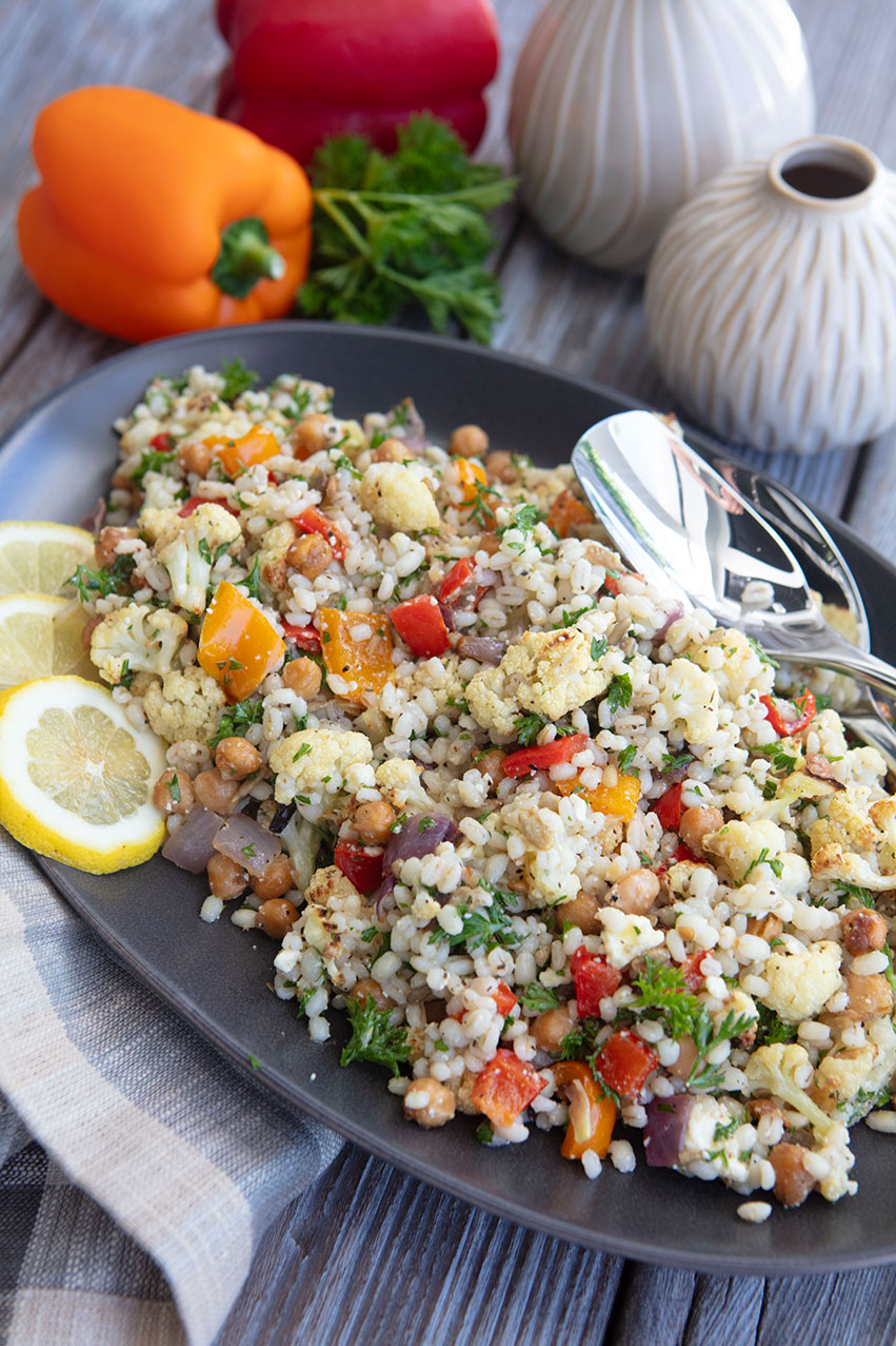 Roasted Cauliflower & Barley Salad With Crispy Spiced Chickpeas ...